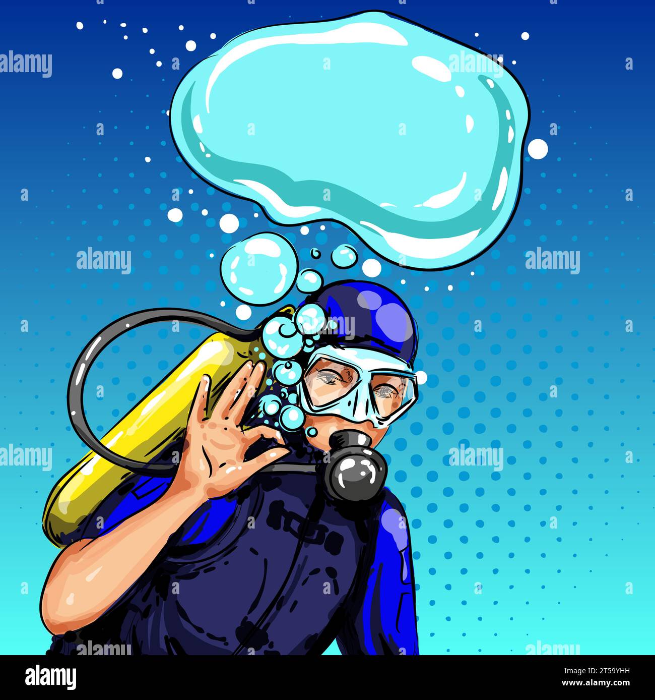 Vector pop art diver showing ok hand sign Stock Vector Image & Art - Alamy