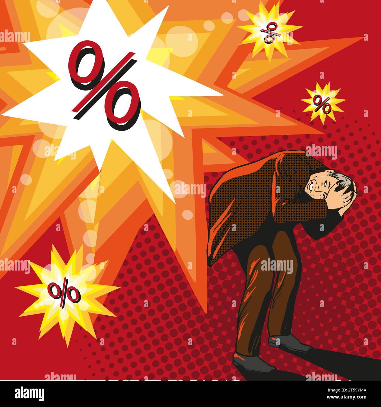 High loan interest concept vector illustration in comic pop art style ...