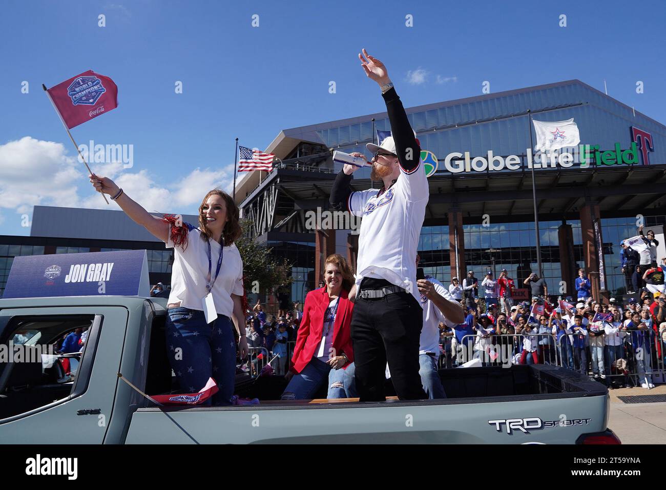 Arlington, Texas, USA. 4th Nov, 2023. Arlington, Texas, USA: Jon Gray, pitcher of the Texas ...