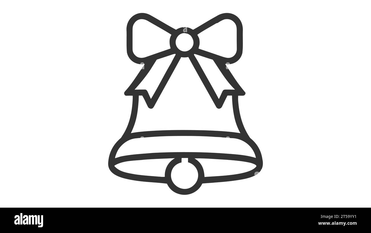 Bell filled outline icon. Bell with ribbon bow. Vector Illustration ...