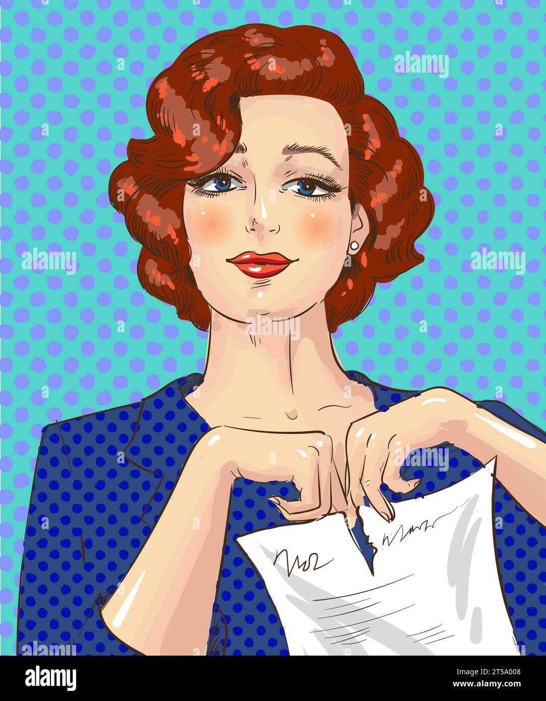 Woman Tearing Up Paper Stock Vector Images Alamy
