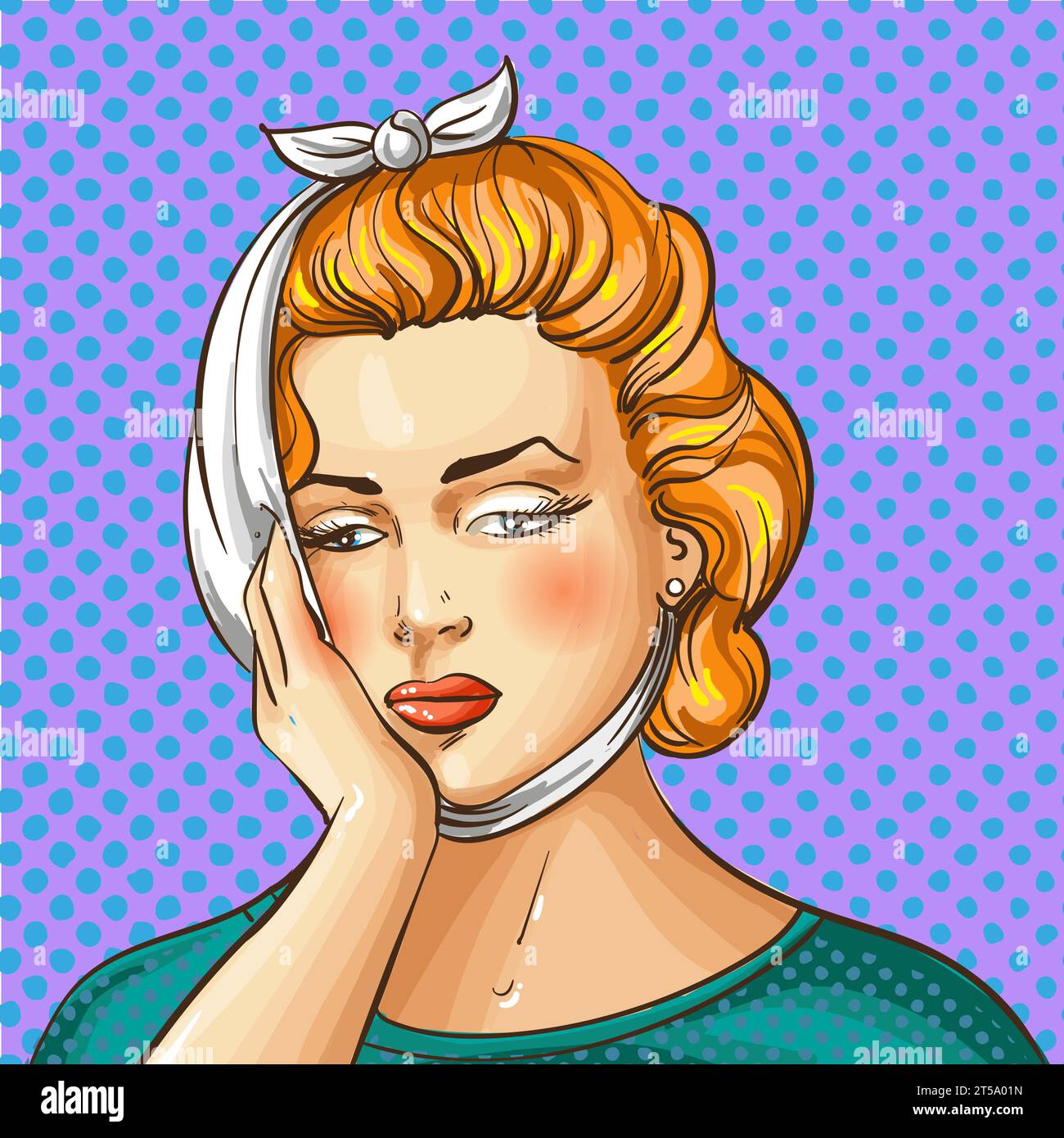 Vector Vintage Pop Art Illustration Of Woman Having Toothache Stock Vector Image And Art Alamy