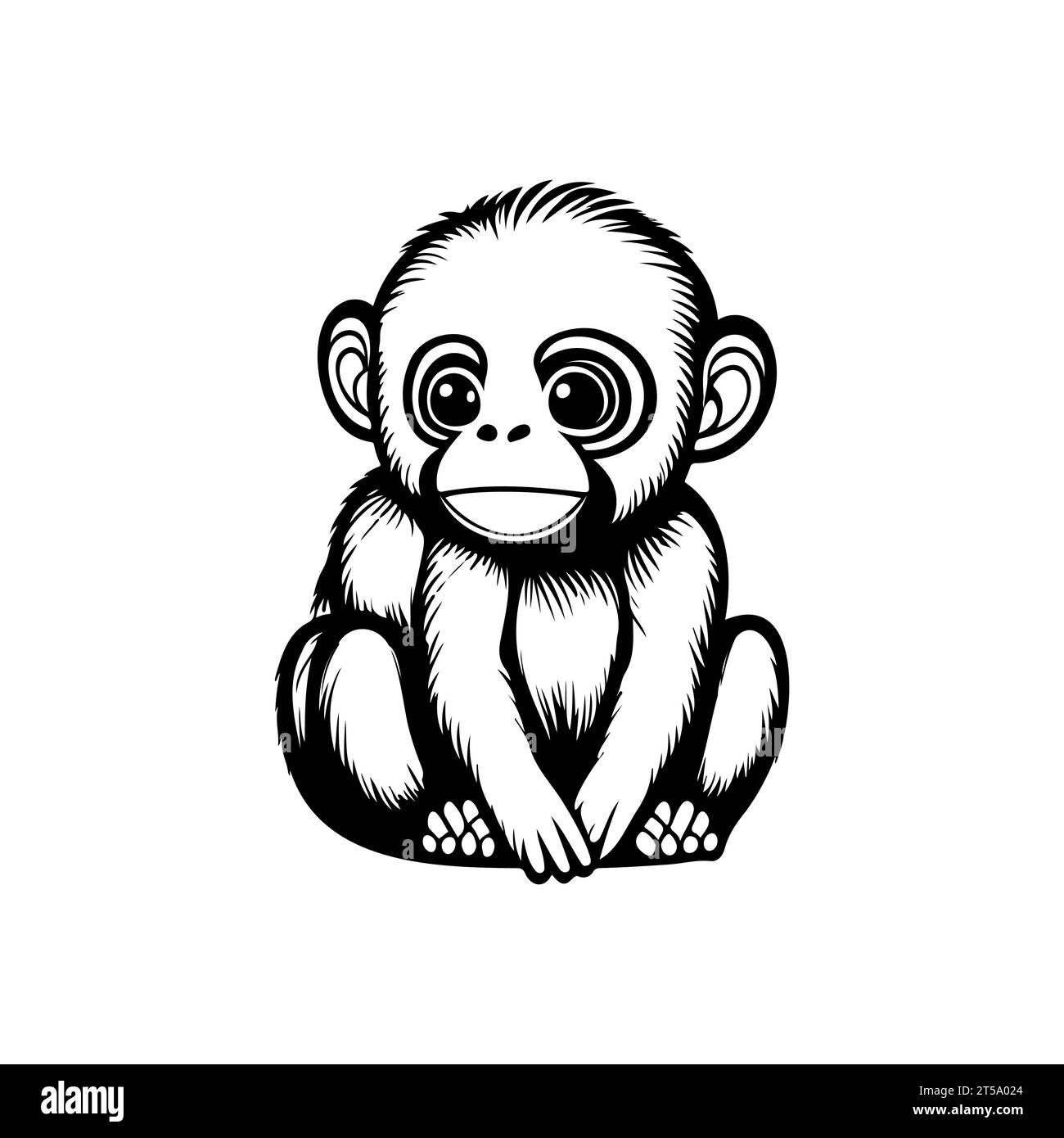 Monkey Icon hand draw black colour wildlife day logo vector element and ...