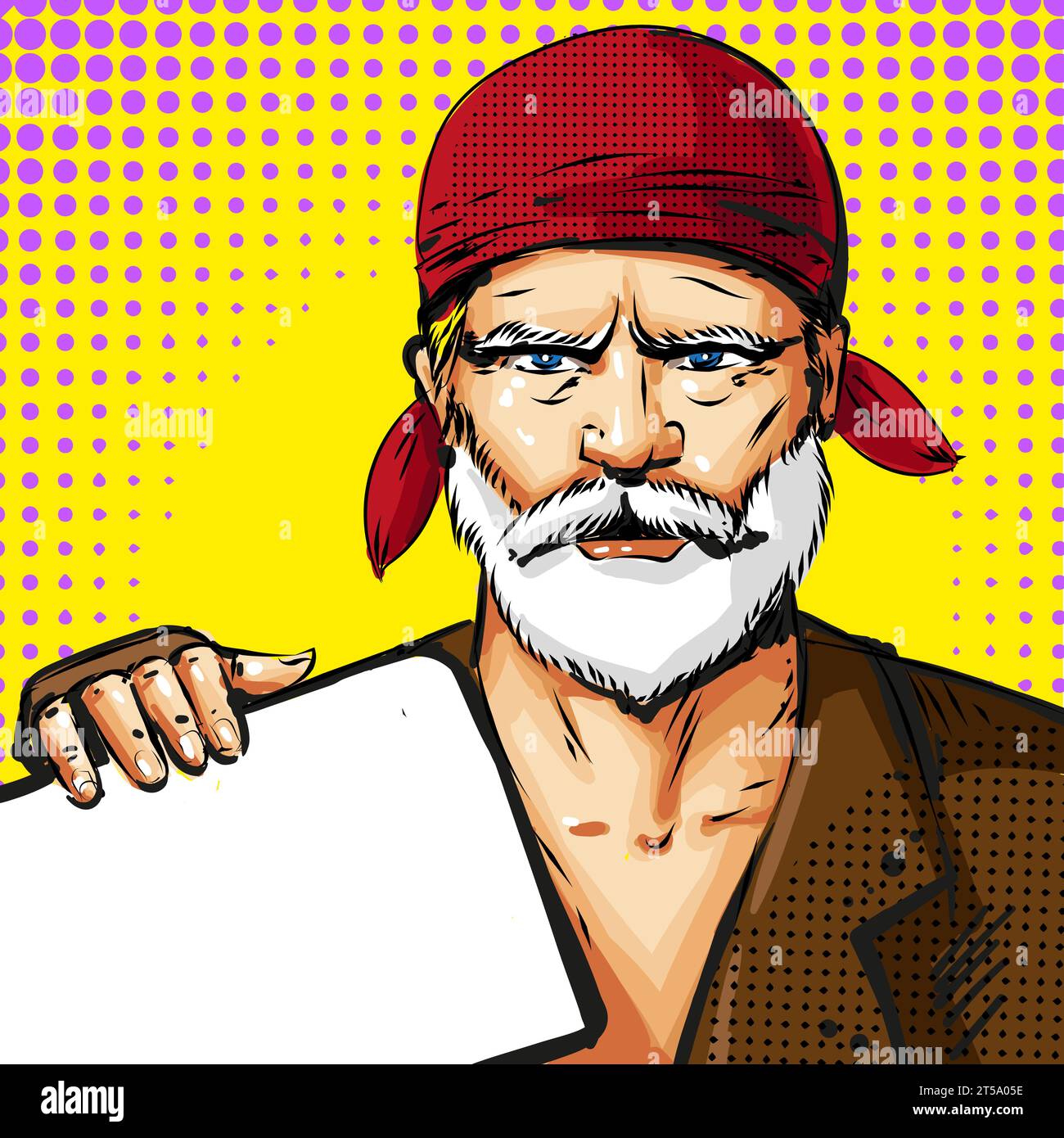 Vector pop art senior man wearing red bandana Stock Vector Image & Art ...