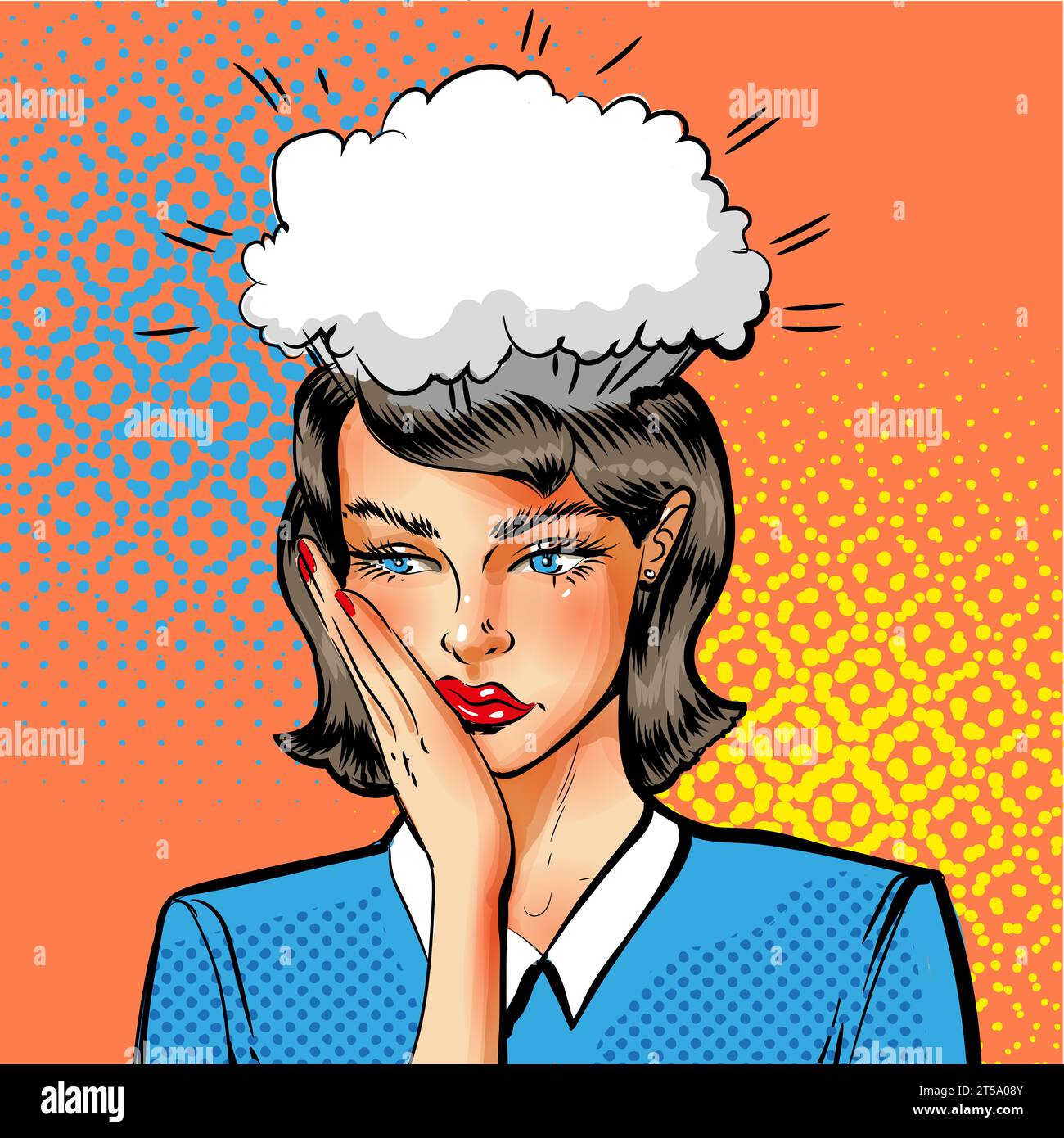 Vector pop art illustration of woman having problems Stock Vector Image ...