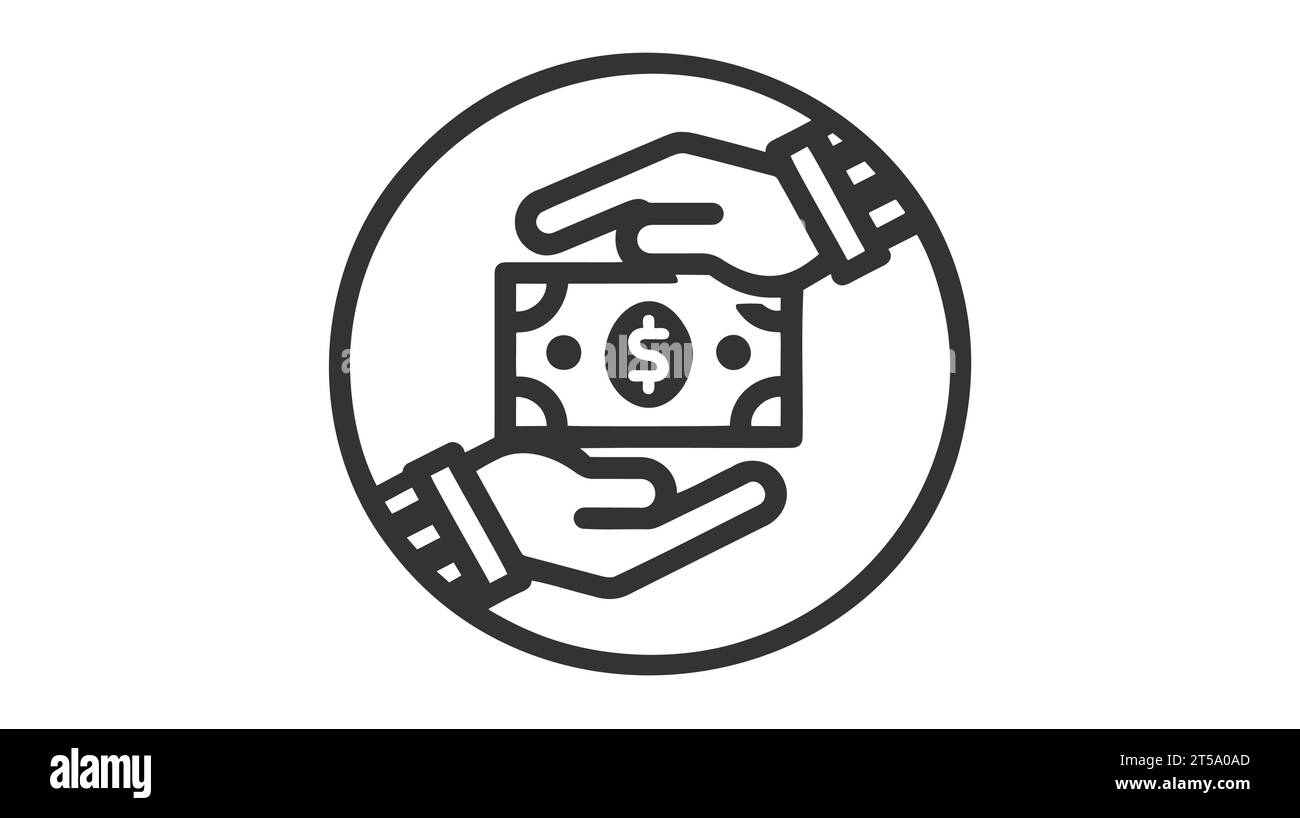 Simple icon of two hands, giving money. Money exchange Stock Vector ...