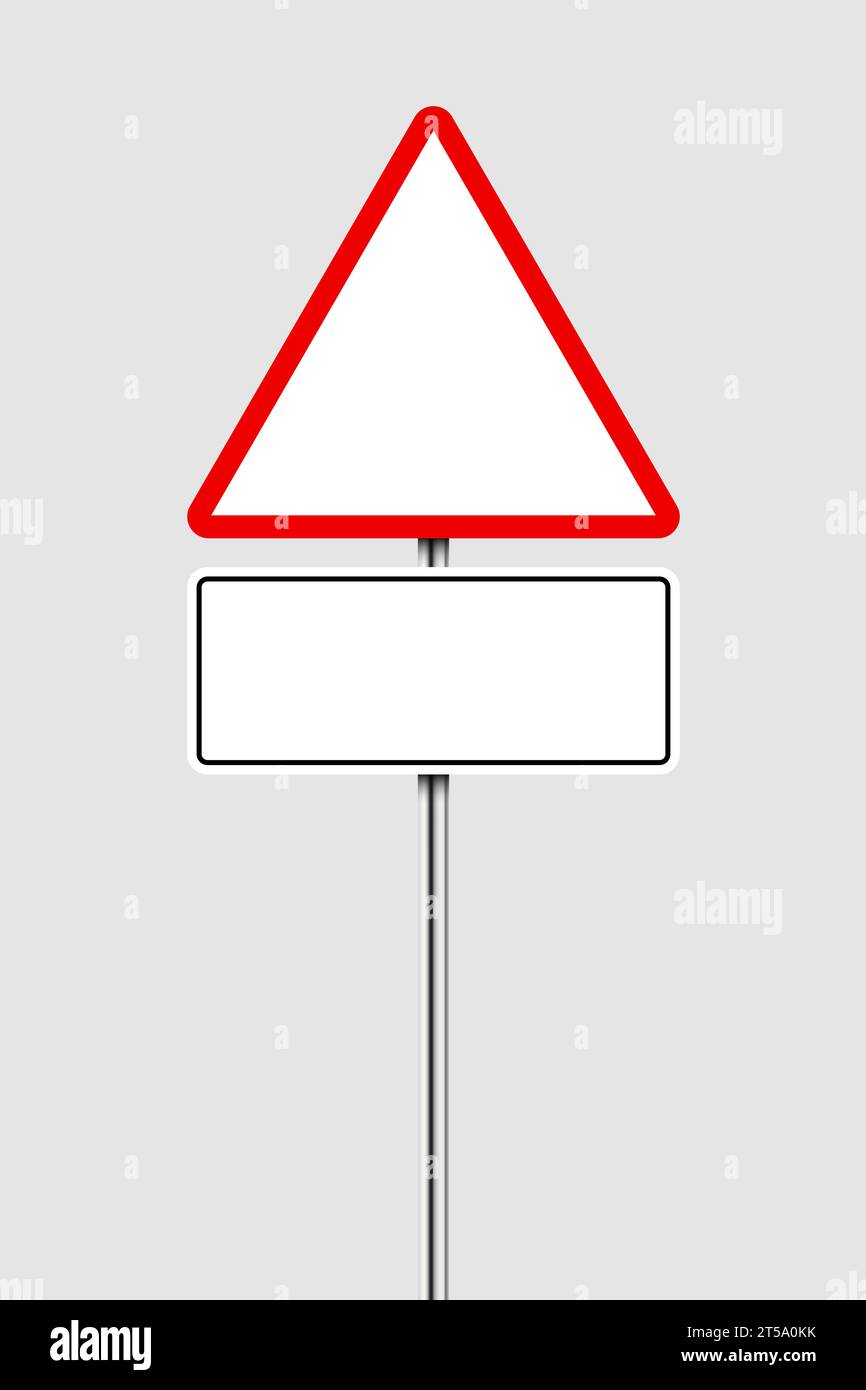 illustration of road warning sign isolated. realistic blank traffic ...