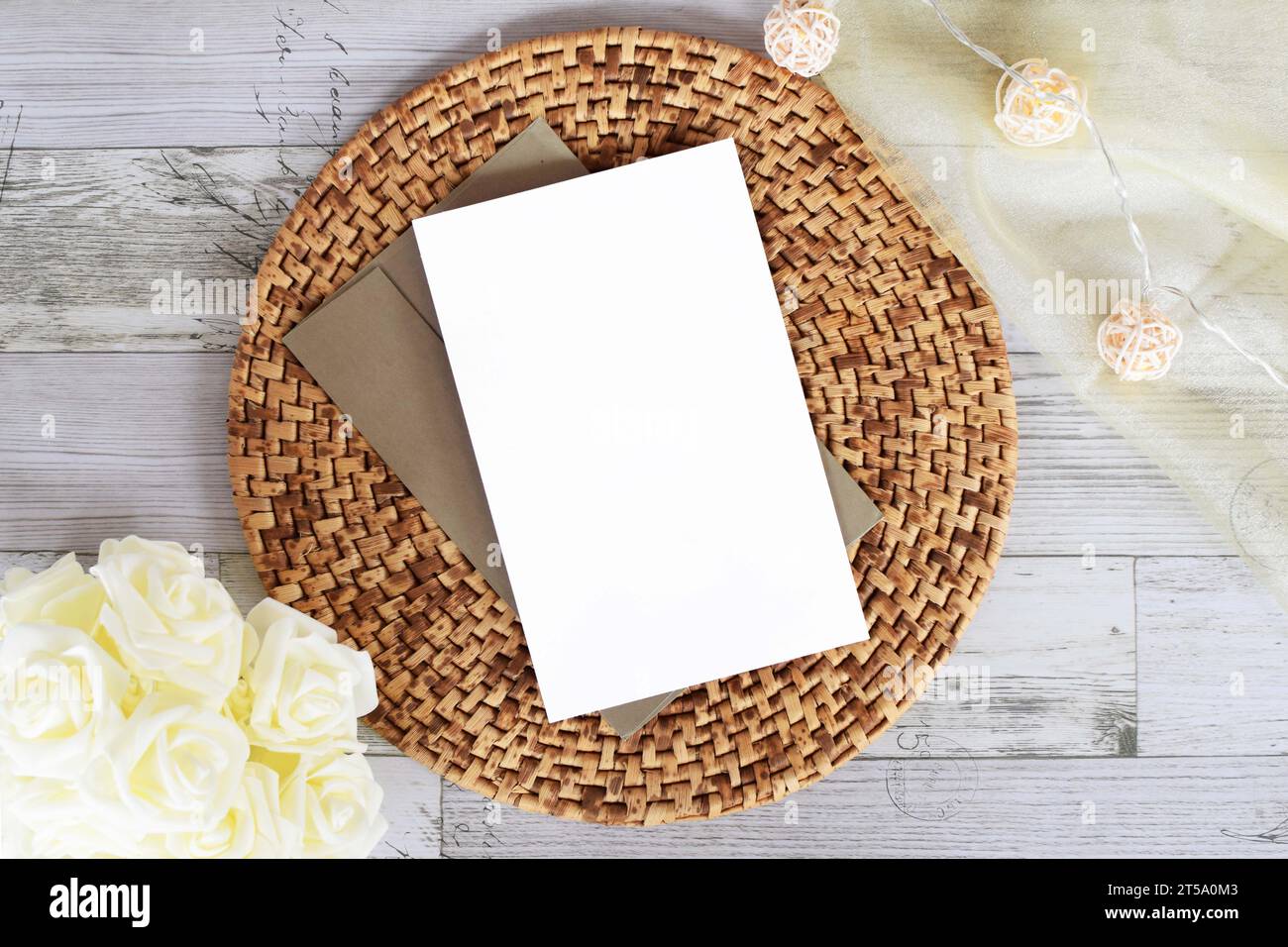 Blank Invitation with Rustic Background | Horizontal Stock Photo - Alamy