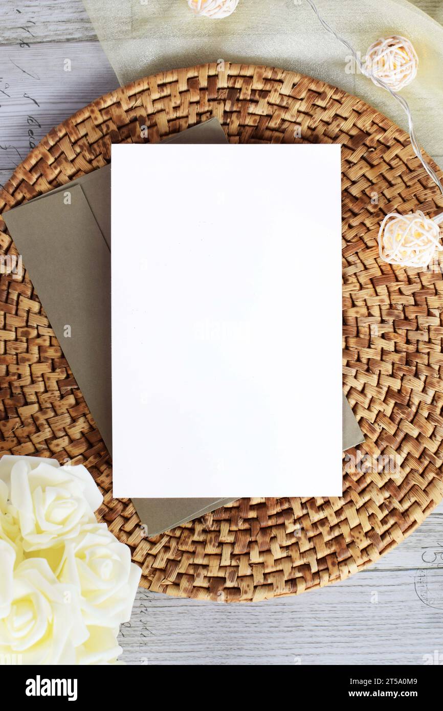 Blank Invitation with Rustic Background | Vertical Stock Photo - Alamy