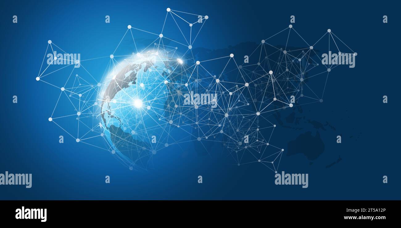 Cloud Computing and Networks Concept with Earth Globe - Abstract Global Digital Connections ...