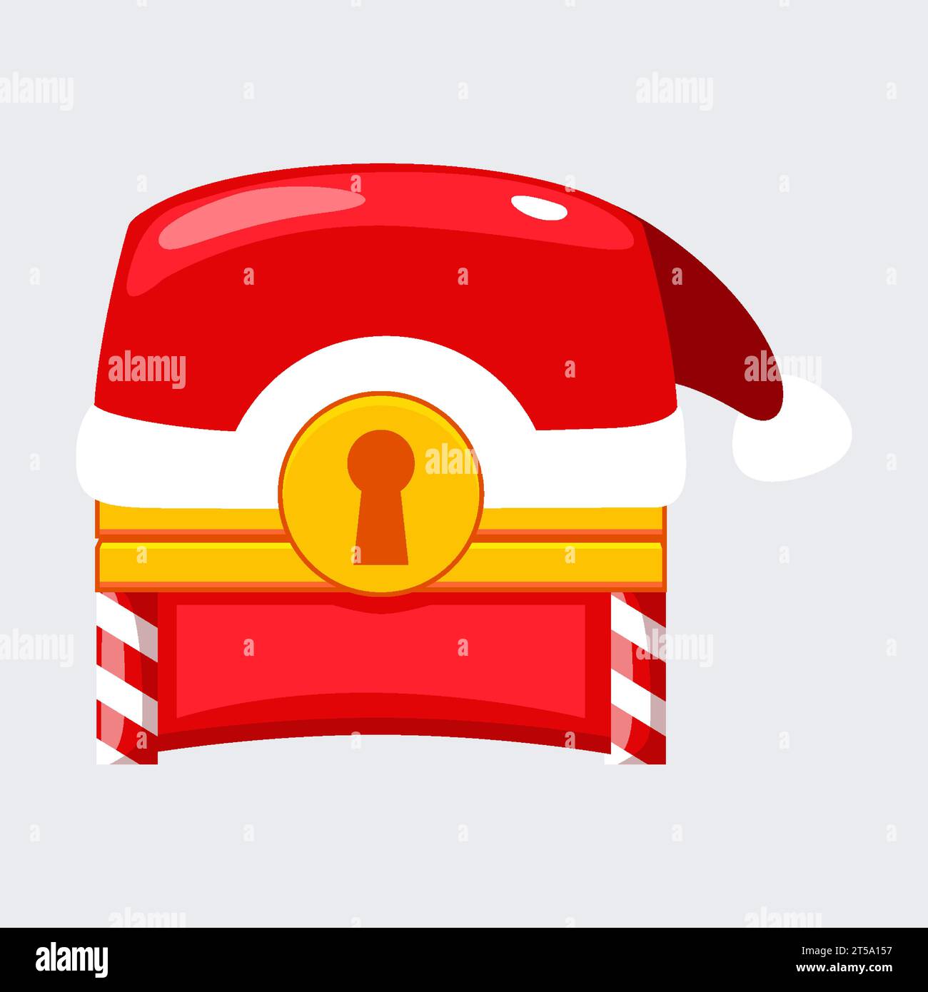 Christmas chest in cartoon style. Red chest in hat Stock Vector Image ...