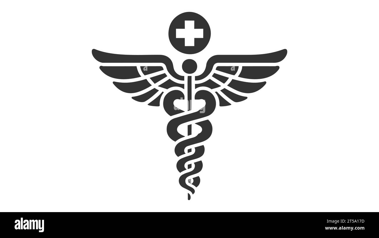 Modern depiction of the caduceus, vector silhouette Stock Vector Image ...