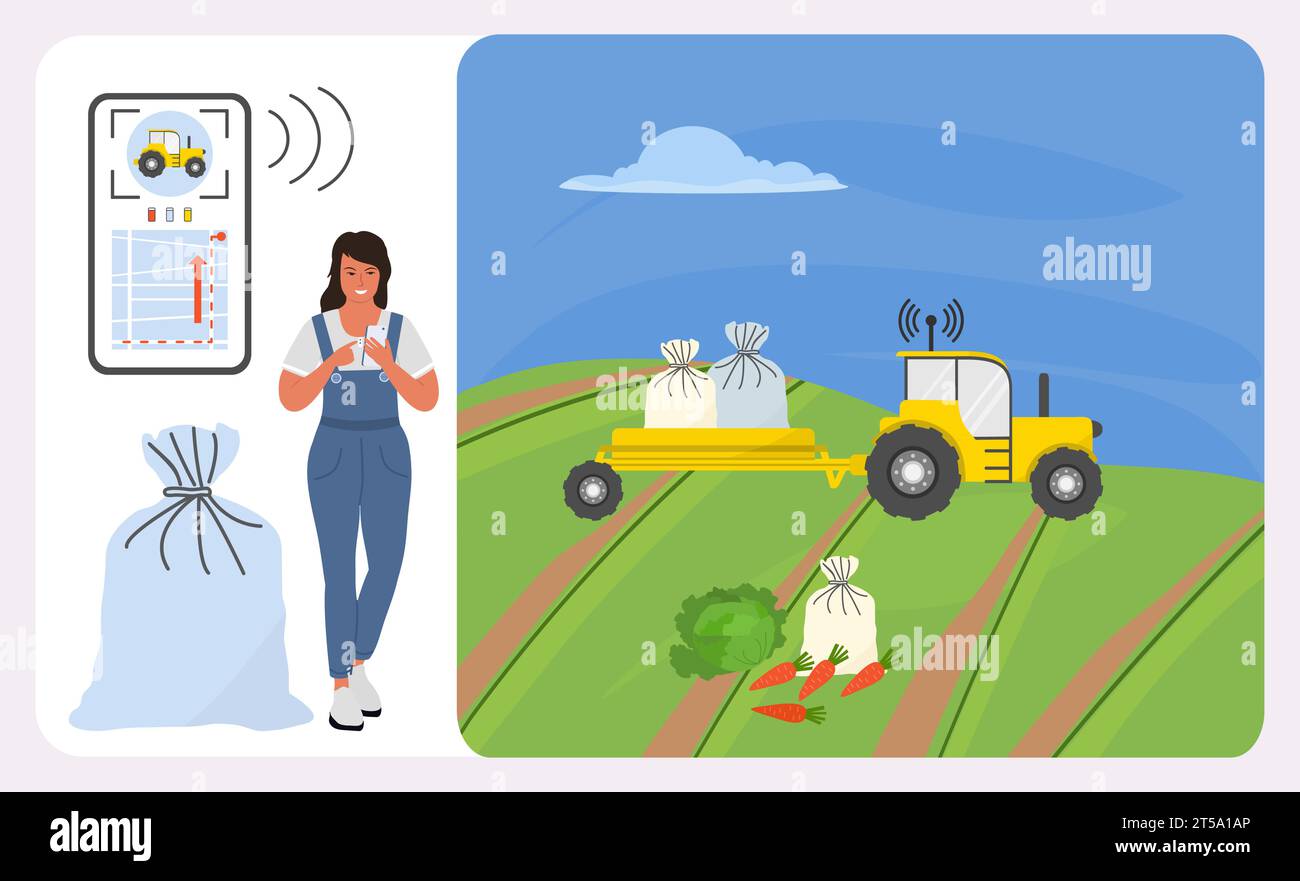 Girl controls harvesting and transportation of crops from digital ...