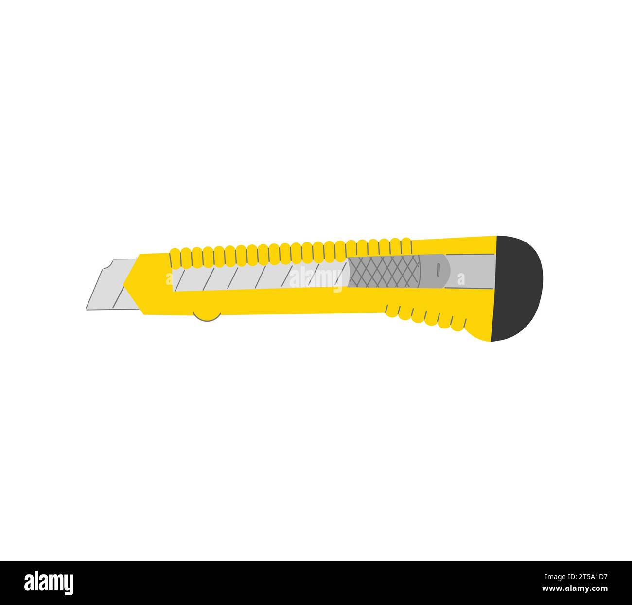 Flat style yellow Cutter knife. Papercraft utility. Construction knife ...