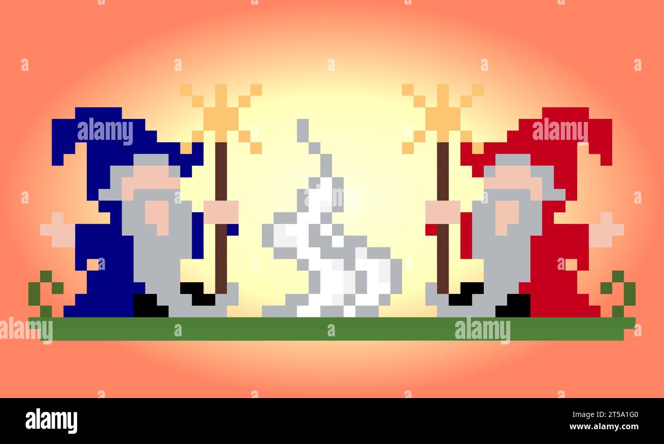 8 bit pixels a witch. Costume halloween in vector illustrations for ...