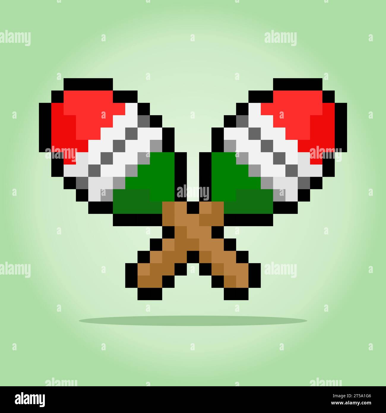 8 bit pixel a wooden maracas. Instrument tool for game assets and cross ...
