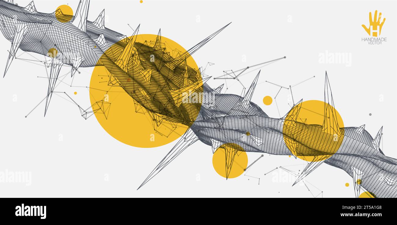 Wireframe science background with plexus effect. Futuristic handmade ...
