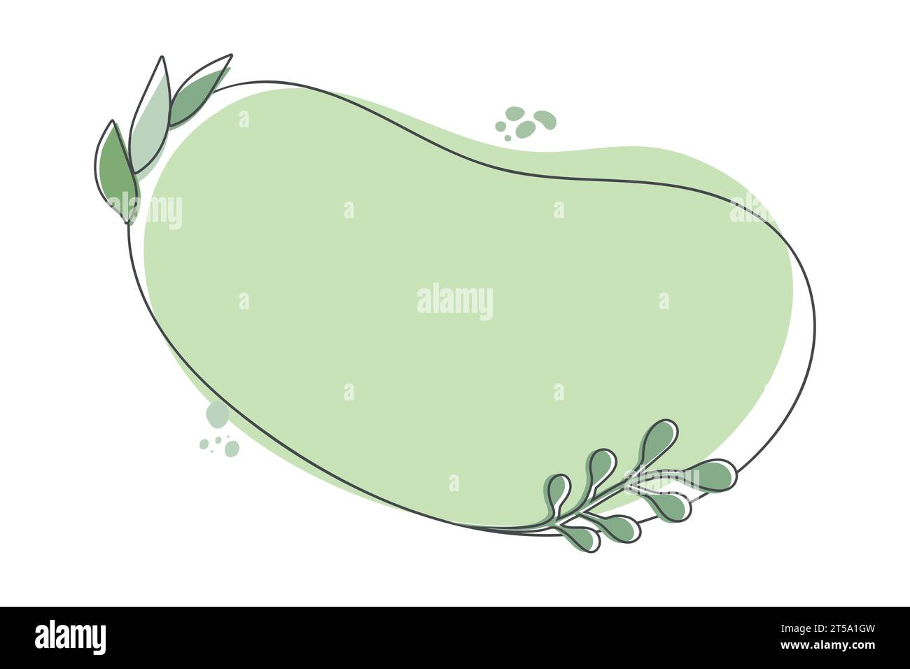 Hand drawn frame for text with leaves and lines. Simple doodle template ...