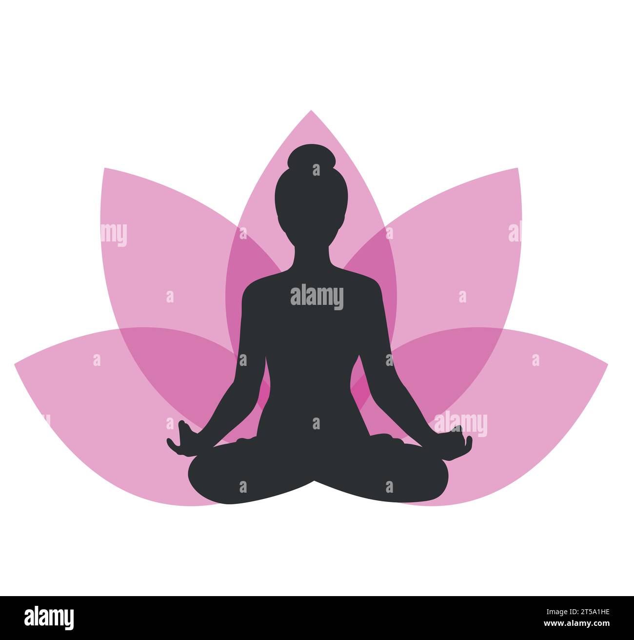Silhouette of a woman sitting in lotus position on lotus flower ... Silhouette of a woman sitting in lotus position on lotus flower ...