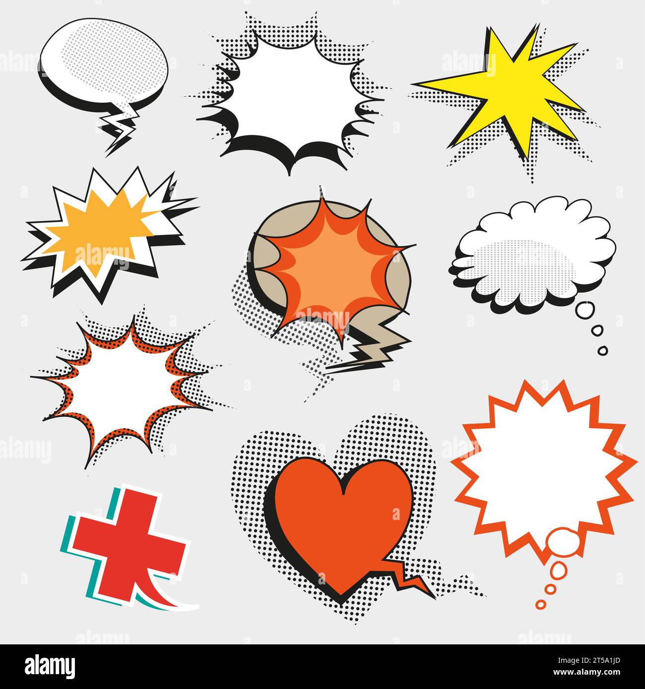 Vector pop art comic speech bubbles, shapes and signs Stock Vector ...