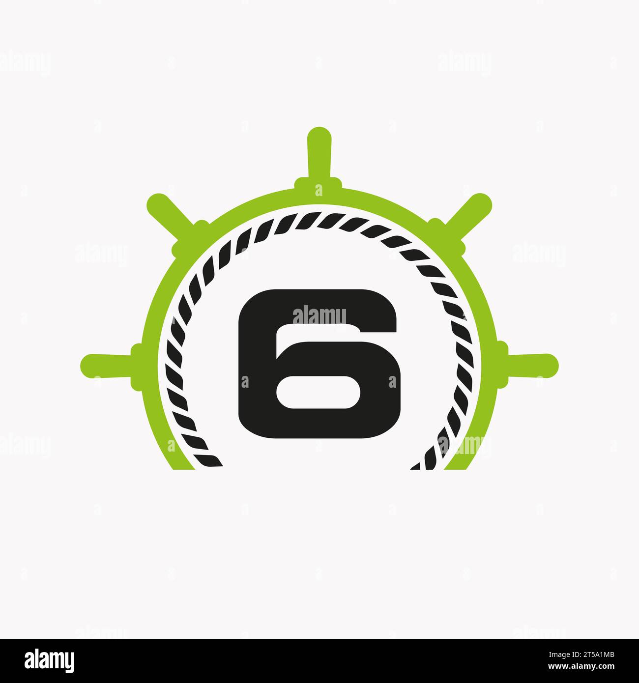 Letter 6 Cruise Steering Logo. Yacht Symbol, Ship Logotype, Marine Sign ...