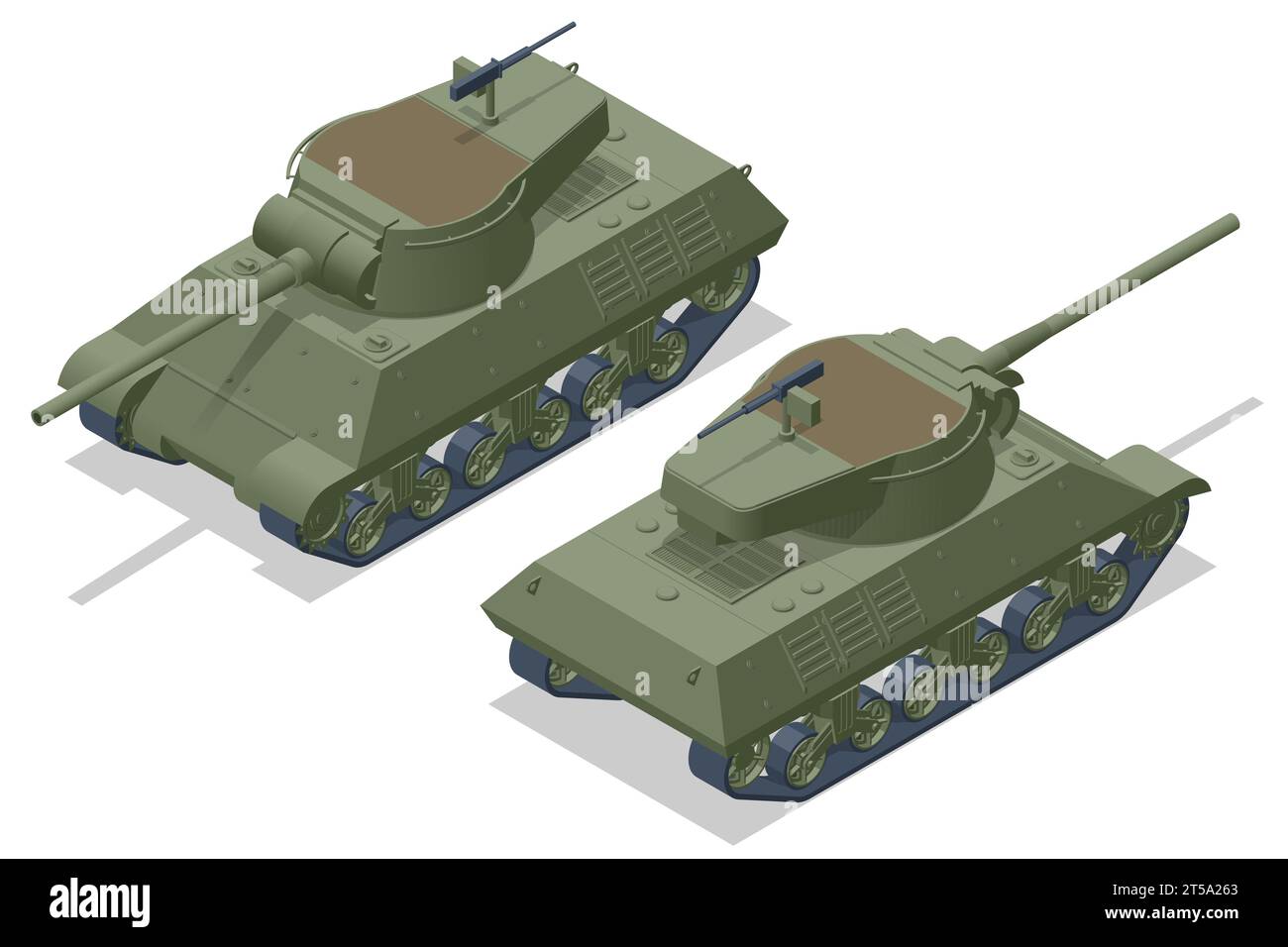 Isometric USA Tank, tank destroyer M36 Jackson. Self-propelled artillery. Armoured fighting ...