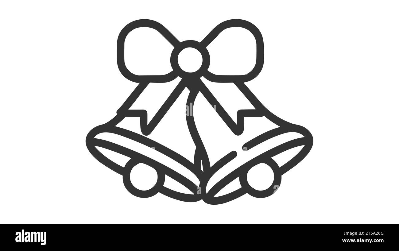 Bell filled outline icon. Bell with ribbon bow. Vector Illustration ...