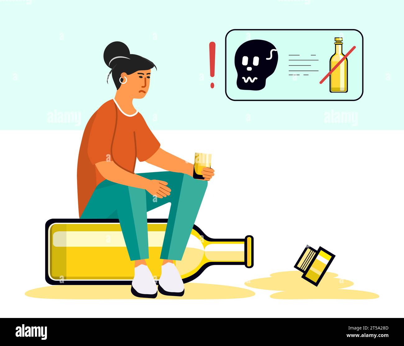 Alcoholism problem vector illustration. Unhealthy lifestyle. Alcoholic ...