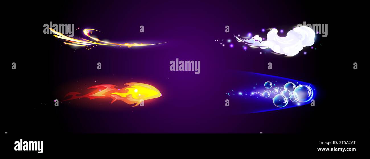 Game vfx missile light trail or magic arrow motion effect. Cartoon ...