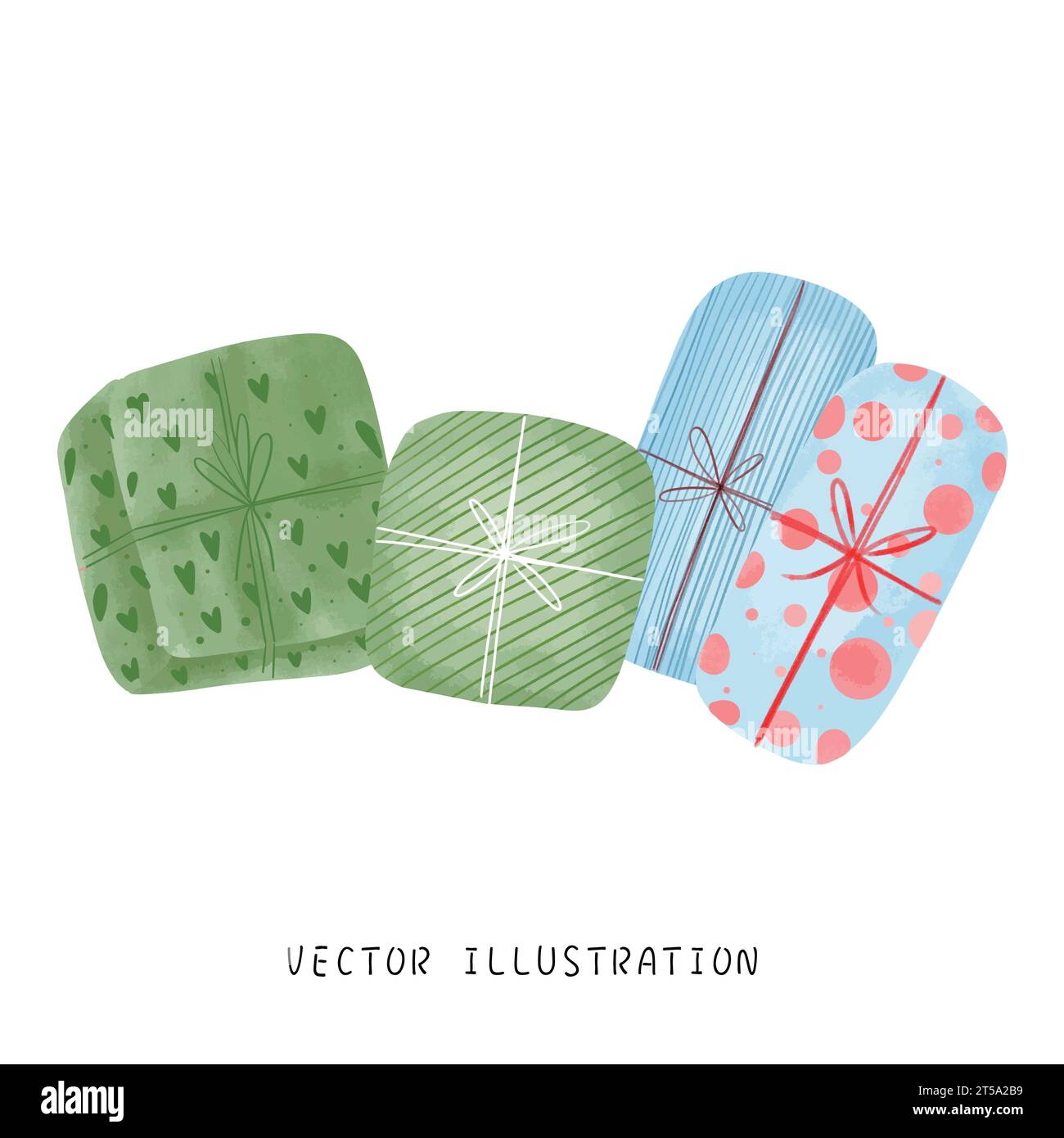 Watercolor christmas red green Stock Vector Images - Alamy