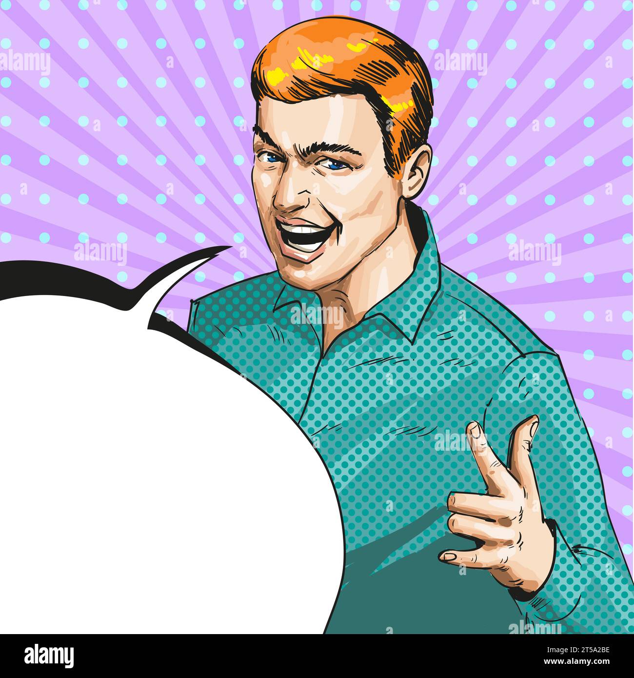 Vector pop art illustration of man showing ILY hand sign Stock Vector ...