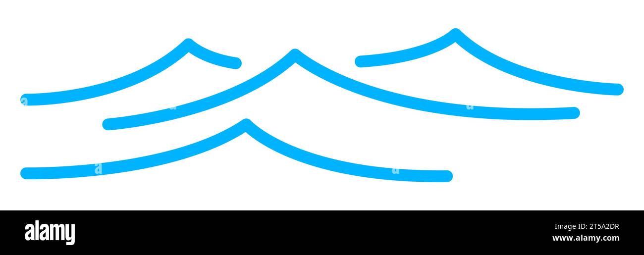 Wave thin line icon, sea and ocean ripple water. River or sea curly ...