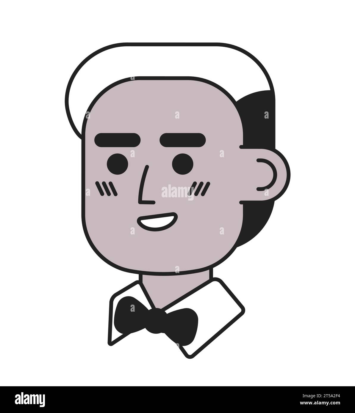 Waiter african american man black and white 2D vector avatar ...
