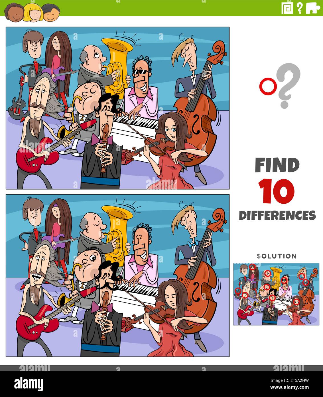 Cartoon illustration of finding the differences between pictures ...