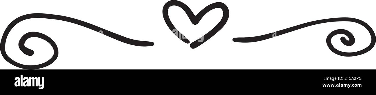 Hand drawn heart symbol divider border frame icon for love, romantic ...