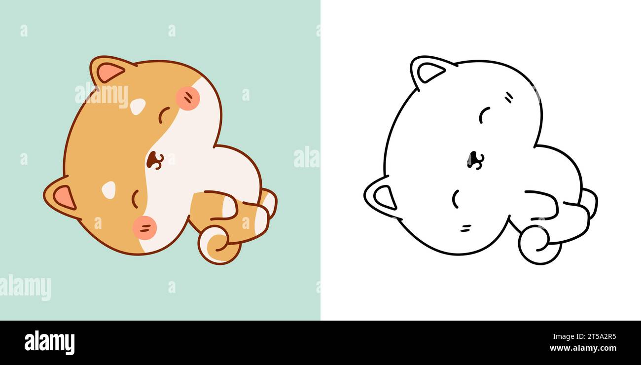 Cute Shiba Inu Puppy Clipart for Coloring Page and Illustration. Happy ...