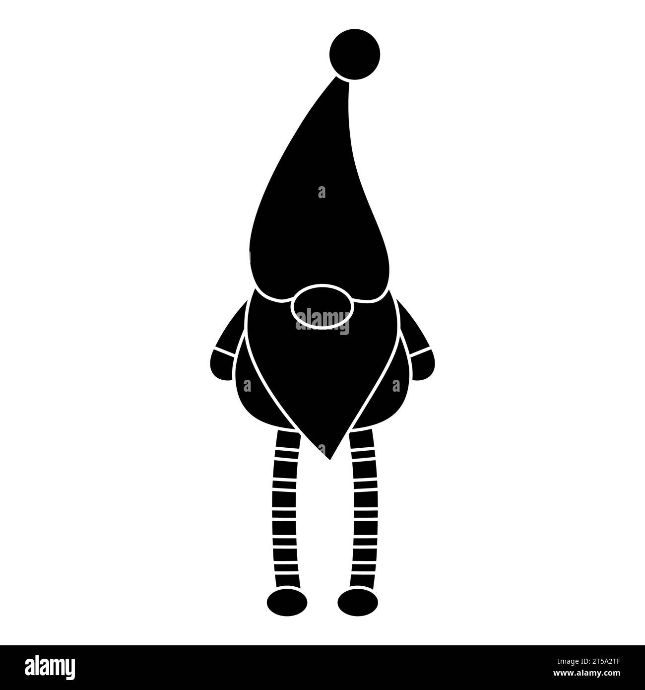 Vector flat black Scandinavian gnome isolated on white background Stock ...