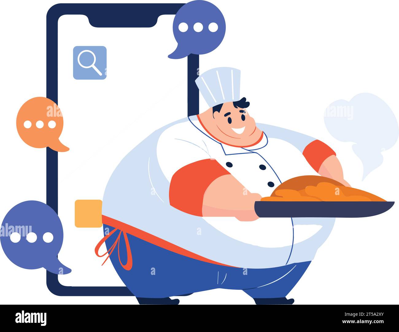 Hand Drawn Chef character teaching cooking in the concept of teaching ...