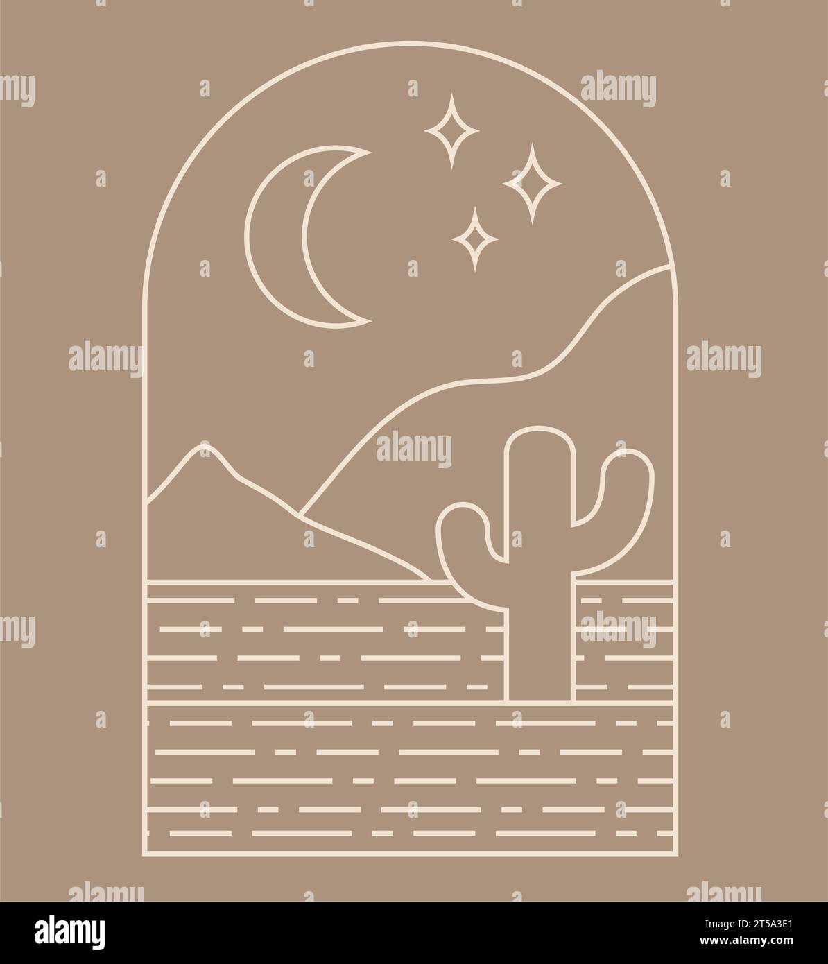 Boho boho logo cactus in minimal line style. Landscape, cactus logo ...