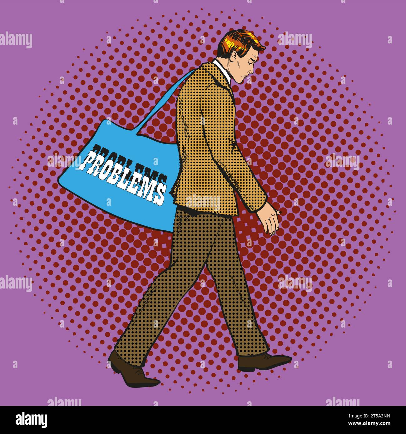 Vector illustration of businessman having problems in pop art style ...