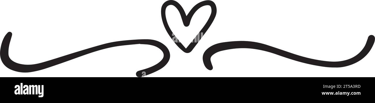 Hand drawn heart symbol divider border frame icon for love, romantic ...