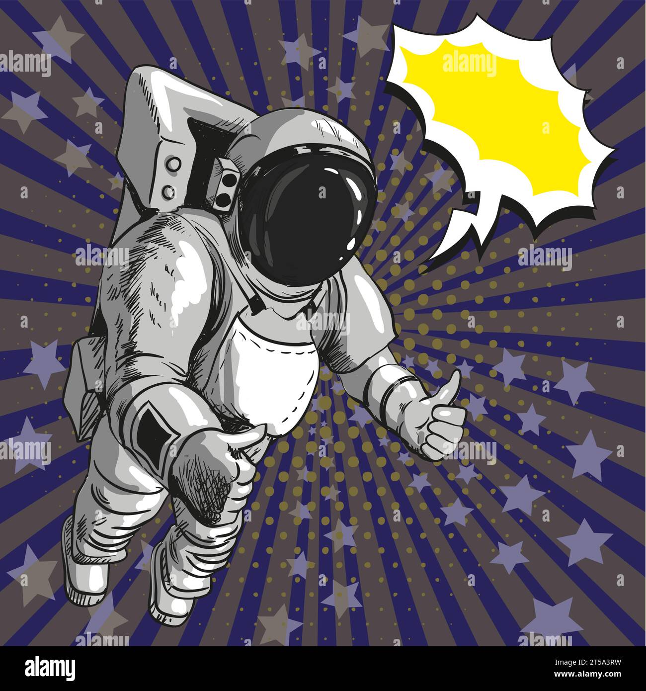Vector illustration of astronaut in outer space, pop art style Stock ...
