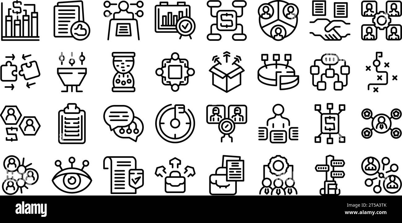 Stakeholders icons set outline vector. Marketing strategy. Culture team ...