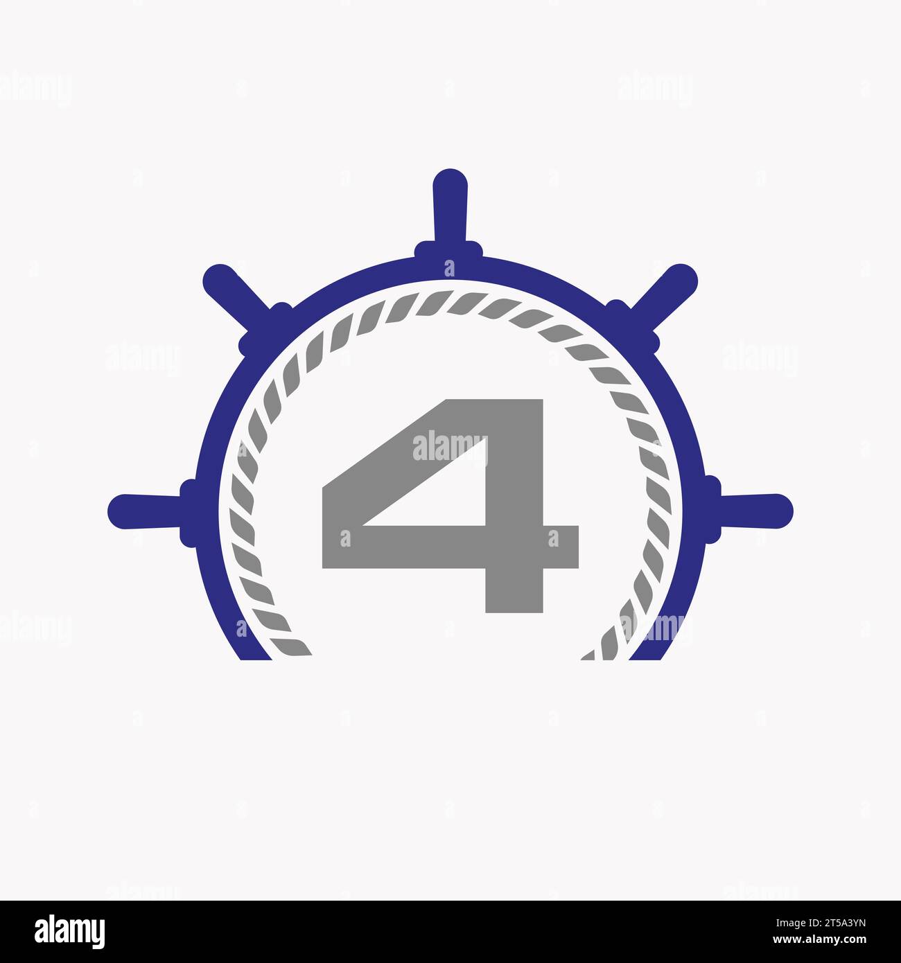 Letter 4 Cruise Steering Logo. Yacht Symbol, Ship Logotype, Marine Sign ...