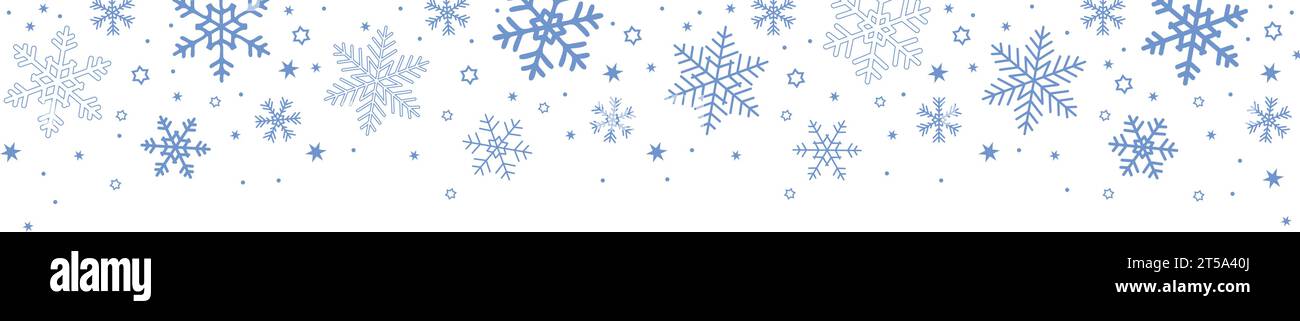 blue banner christmas snowflake border isolated vector illustration ...