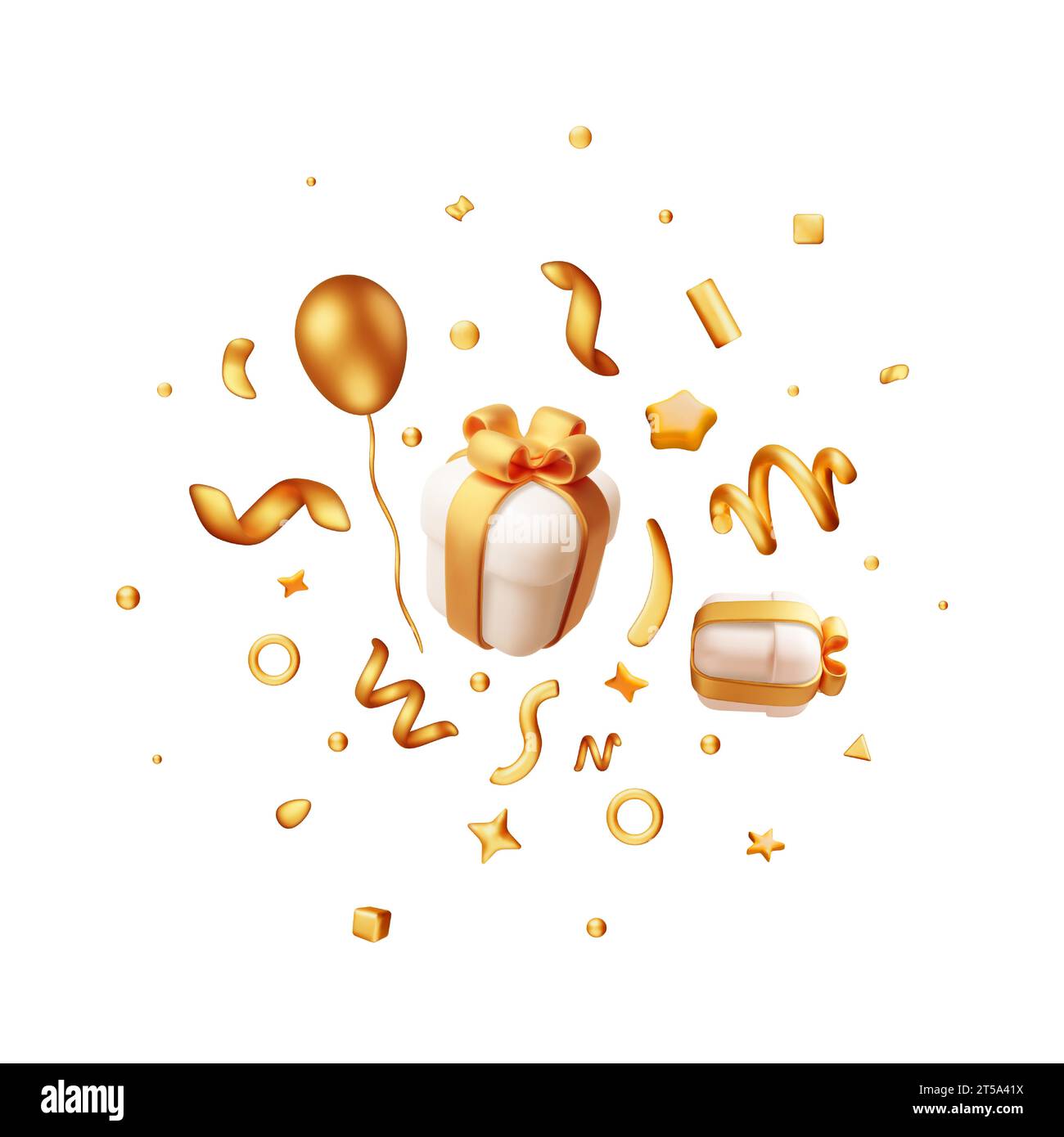 3D Party Gold Confetti Set Isolated on White Stock Vector Image & Art ...