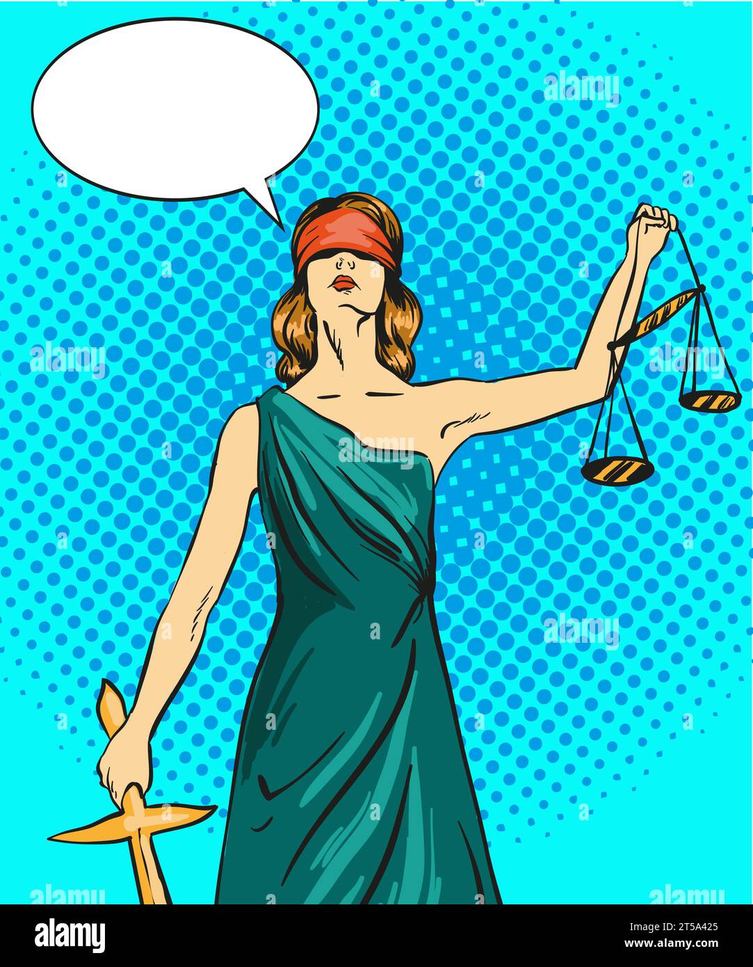 Statue god of justice Themis. Femida with balance and sword. Vector ...