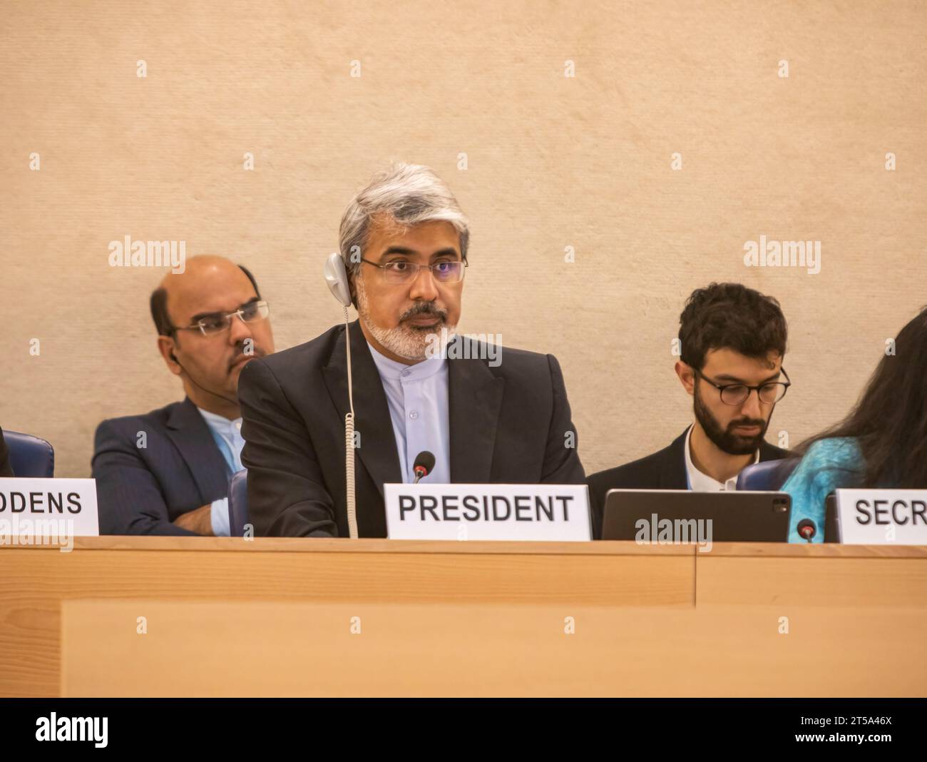 Geneva, Switzerland. 03rd Nov, 2023. Iran's regime ambassador, Ali ...