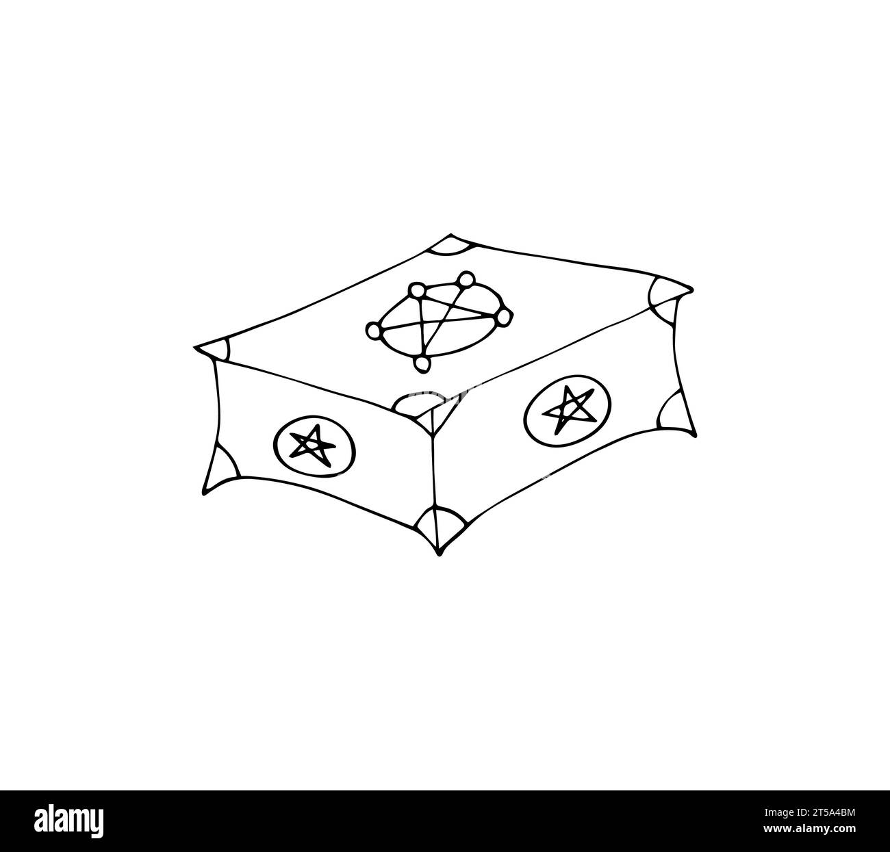 Hand drawn magic metal box isolated on white background, vector ...