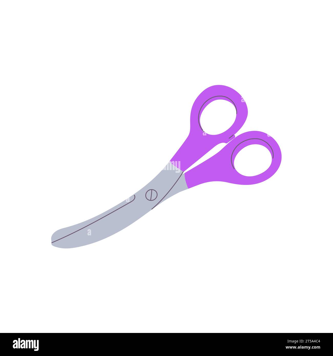 Flat style scissors with purple handles. Sewing or tailoring tool ...